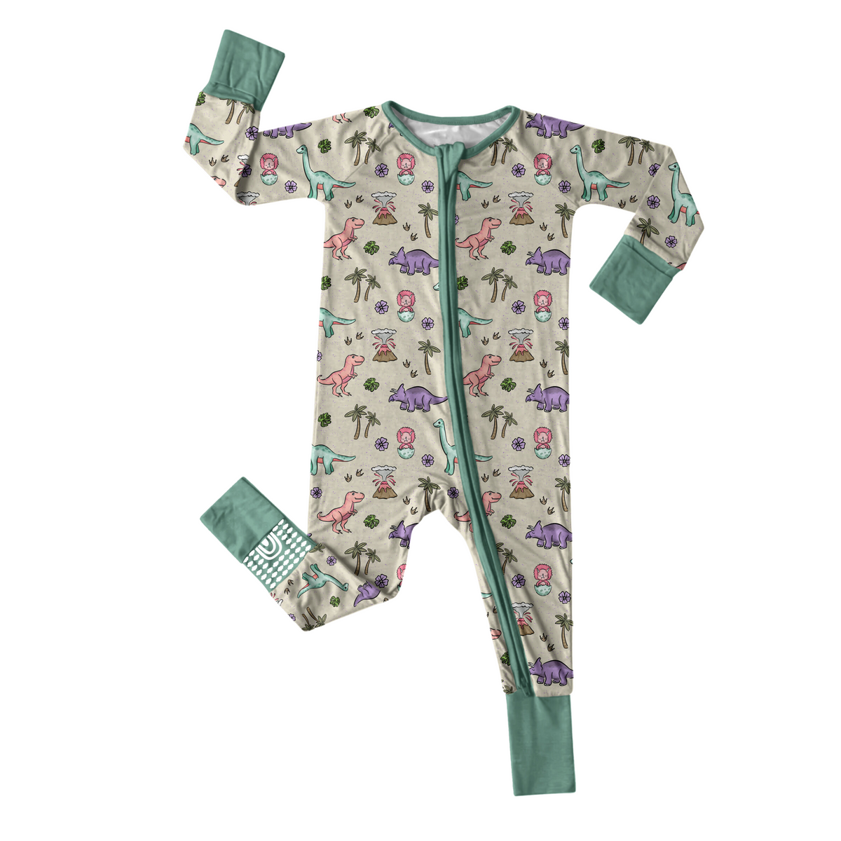 PREHISTORIC PARADISE (MINT TRIM PASTEL DINOS) | READY TO SHIP – Little ...