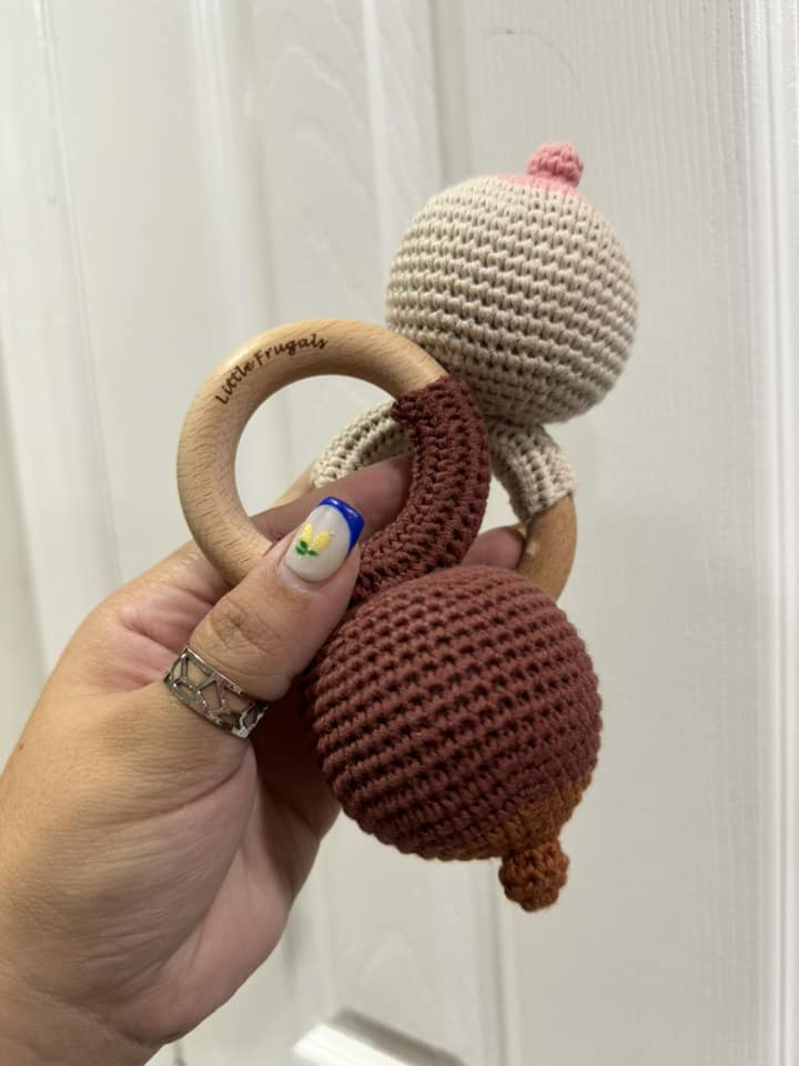 LATCHED | RATTLE WITH WOODEN TEETHER | READY TO SHIP – Little Frugals ...